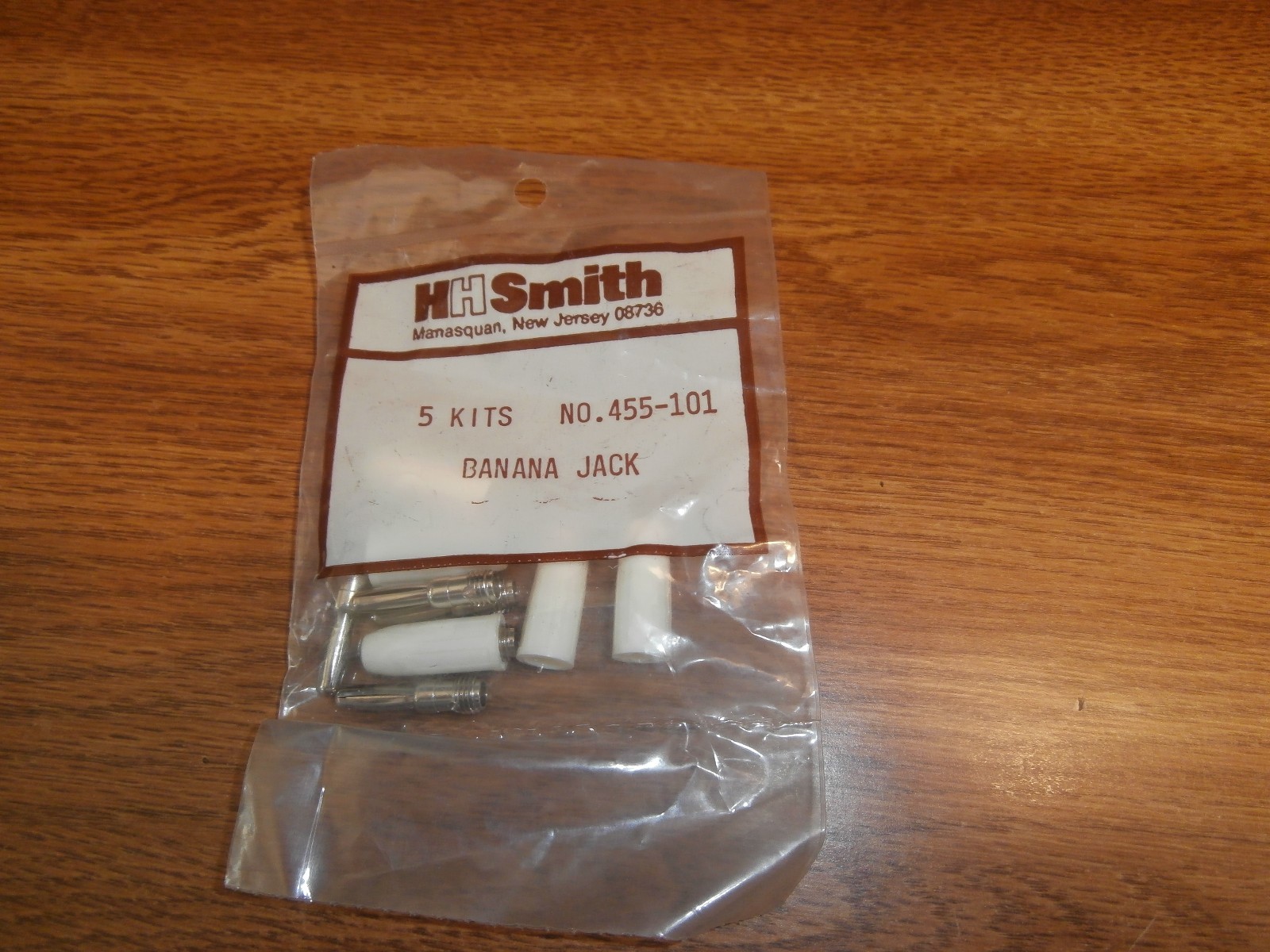 Lot/5 Vintage HH Smith 455 White Solderless Banana Male Plug,15 Amps 1 ...