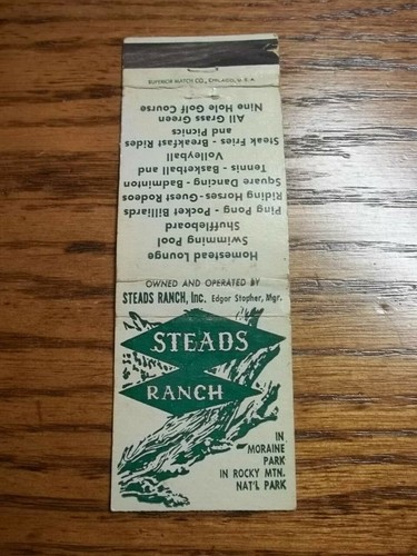 Matchbook Cover Steads Ranch Edgar Stopher Mgr In Moraine Park Rocky ...