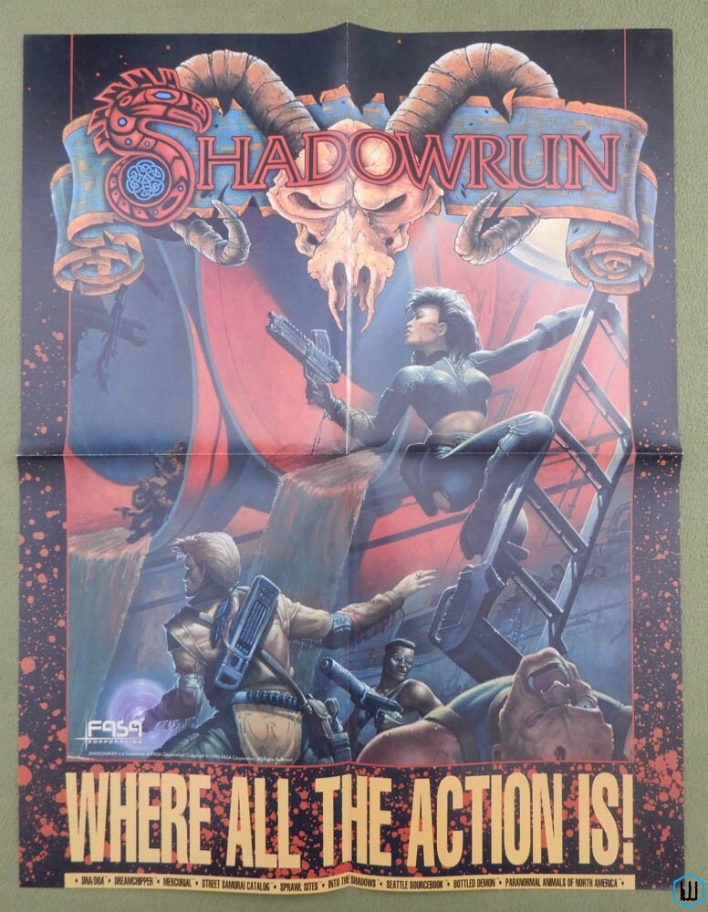 POSTER Shadowrun RPG 1990 DNA/DOA cover art by John Zeleznik Where All ...
