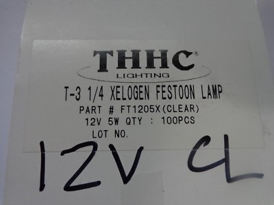 THHC Lighting T-3 1/4 Xelogen Festoon Lamp Clear FT1205XE 12v 5w Lot of ...