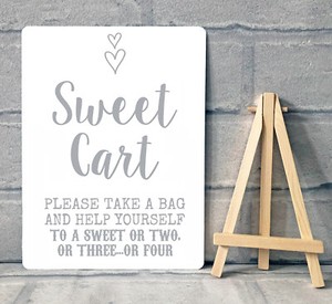 Sweet Cart / Sweet Cone / Sweetie Table Metal Sign With Easel - A4 / A5 ...