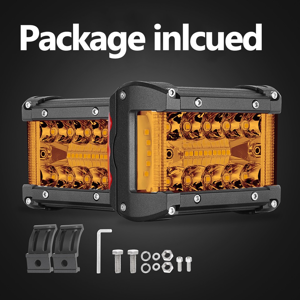 2x 4" 300W LED Cube Work Light Bar 3-Row Spot Pods Off Road Driving Fog ...