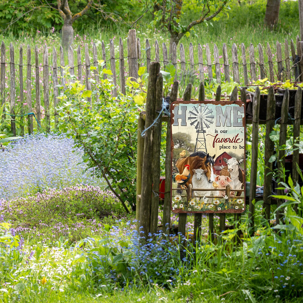 5# Vintage Metal Plate Farm Animals Rectangular Iron Painting Wall ...