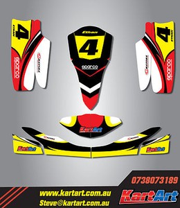 TonyKart OTK Cadet Rookie 2010 - 2014 go kart sticker kit NERO STYLE ...