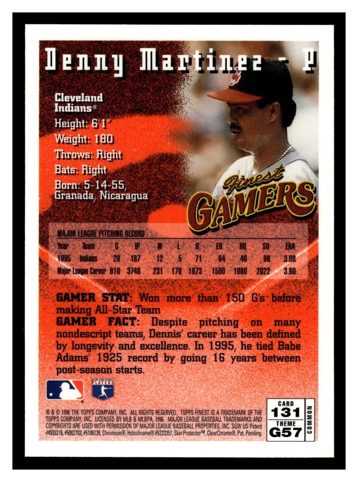 1996 Finest Dennis Martinez #131 Cleveland Indians | eBay
