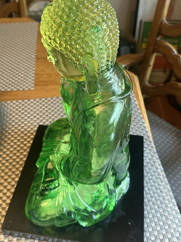Large VTG Lucite/Acrylic Buddha Statue 15" Translucent Citrine Green ...