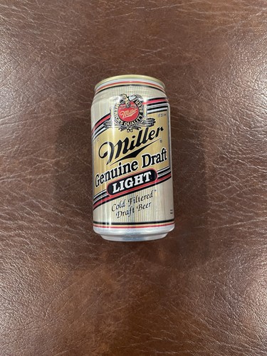 Miller Genuine Draft Light Beer Can. Bottom Opened. 12oz. Combined ...