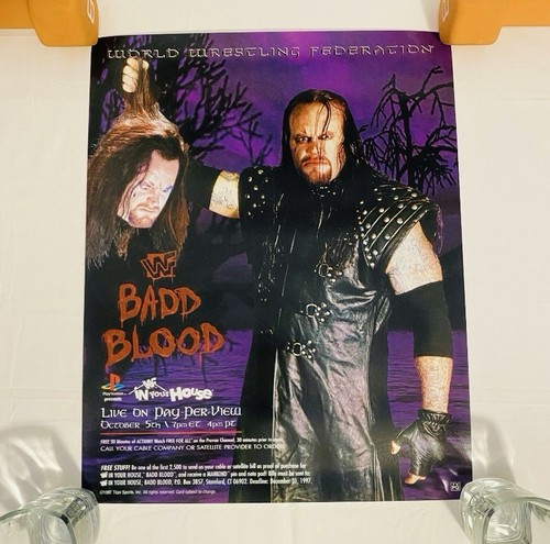 WWF In Your House Badd Blood 1997 PPV Poster Undertaker 16”x20” WWE WCW ...