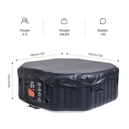 Portable Hot Tub 73X73X25 Inch Air Jet Spa 6 Person Inflatable Octagon ...