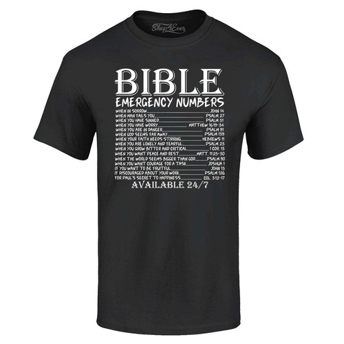 Bible Emergency Numbers Verses Available 24/7 T-shirt Jesus Shirts | eBay