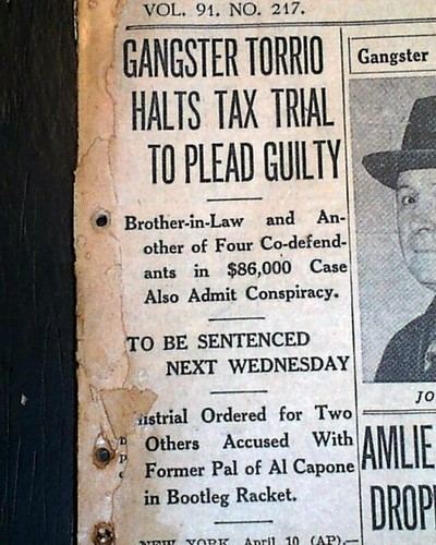 Johhny Torrio Chicago Outfit Gangster Mob Bos Tax Evasion Guilty 1939 ...