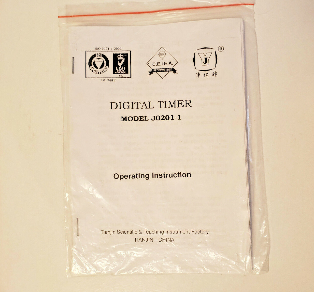 Tianjin Scientific Digital Timer with Photogate/Instructions/4-Pin DIN ...