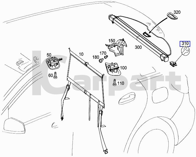New OEM Mercedes W246 Boot Trunk Roller Cover Blind Catch Pin L ...