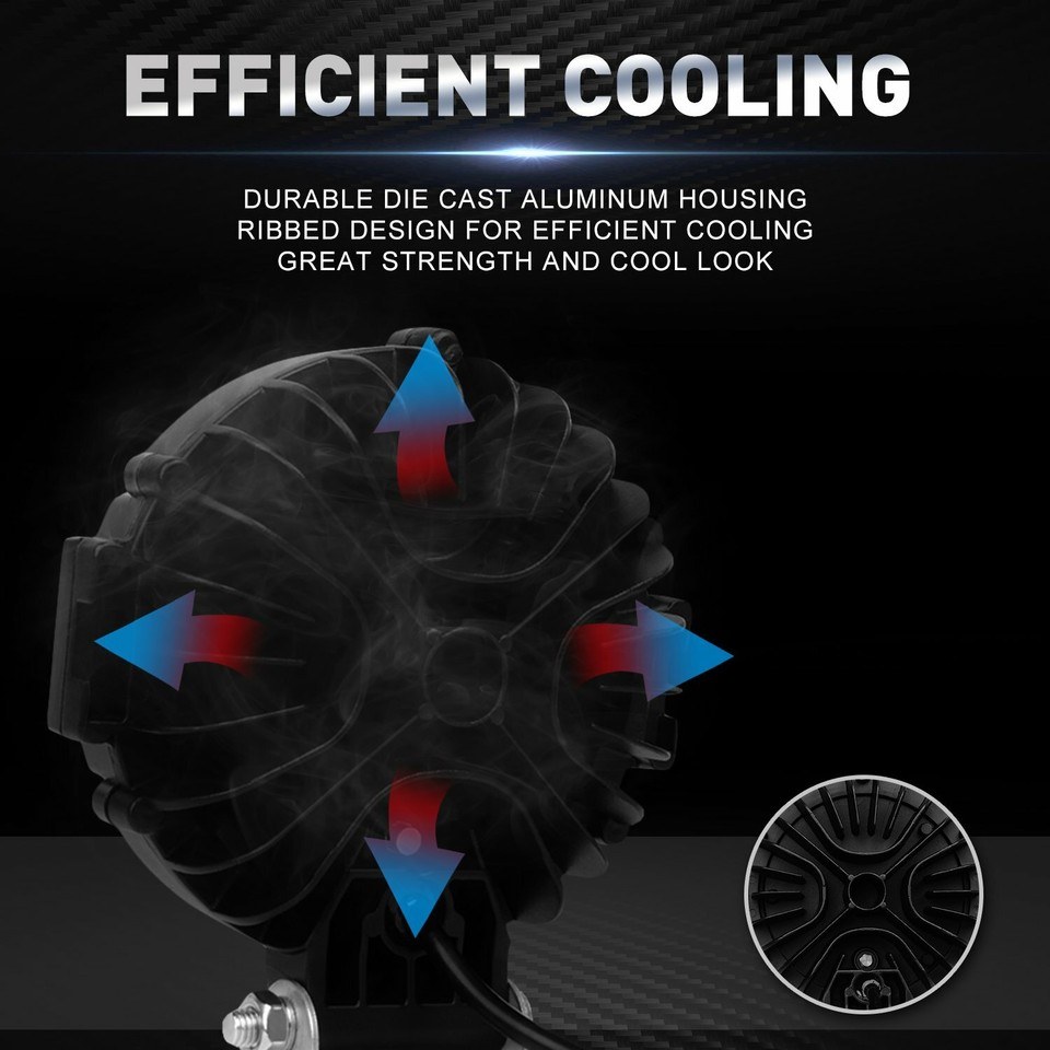 7" Inch Round LED Pod Light Bar Driving DRL High Flood Spot SUV Offroad ...