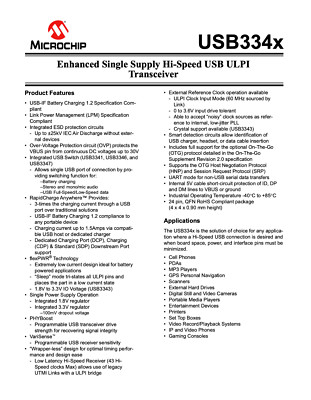 USB3343-CP-TR Microchip SMSC Hi-Speed USB ULPI Transceiver / 15 piece ...