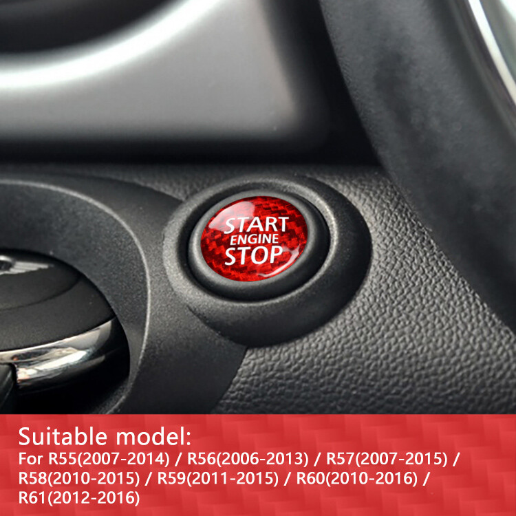 Red Real Carbon Fiber Car Start Button Sticker For BMW Mini R55 R56 R57 ...