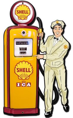 SHELL GASOLINE GAS PUMP ATTENDANT 30" HEAVY DUTY USA MADE METAL ...