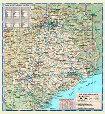 *Texas Triangle* Colorful Region Full-Size Laminated Wall Map | eBay