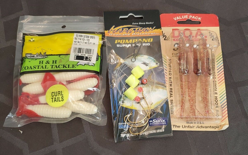 Lot Of 3 Fishing Lures. Curl Tails. Rigs, Hooked Rig | eBay