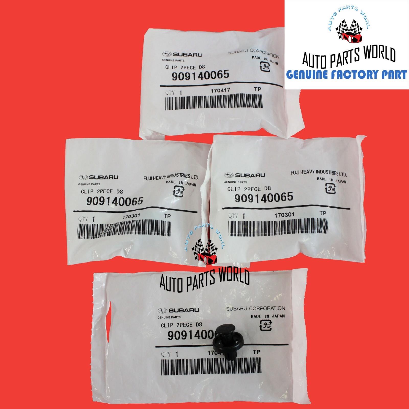 GENUINE OEM SUBARU IMPREZA FORESTER FENDER LINER CLIP SET OF FOUR (4 ...