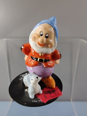 RARE DISNEY STORE SNOW WHITE FOREST FRIENDS HAPPY DWARF 2.5" PORCELAIN ...