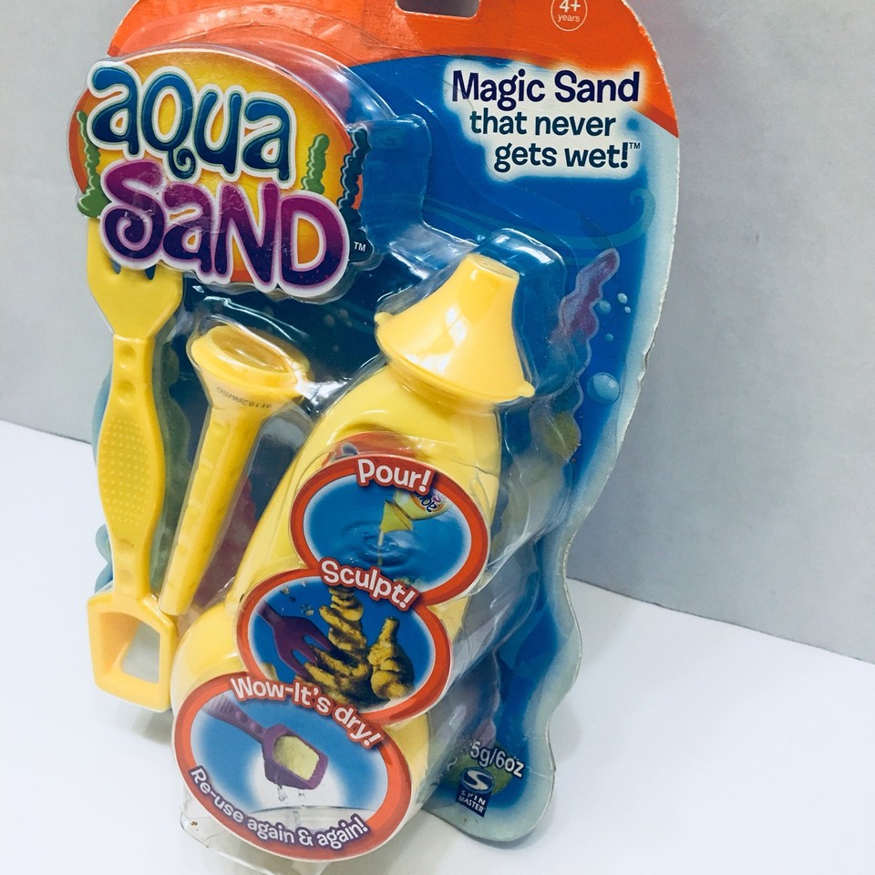 Aqua Sand Magical Re-Usable Sand That Never Gets Wet Ages 4+ Yrs Yellow ...