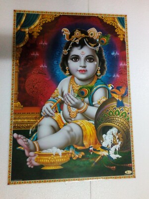 Lord Krishna Baby Ladoo Gopal POSTer Picture Hindu God Dev Puja 26"19 ...