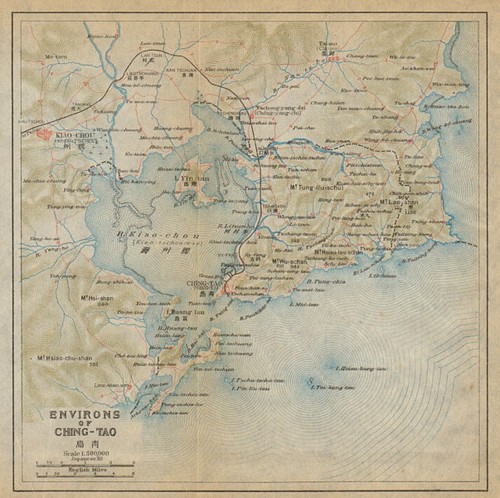 'Umgebung von Ching-Tao'. Antike Karte von Qingdao & Jiaozhou Bay ...