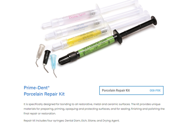 Prime-Dent Porcelain Crown Repair Kit (Dental Dam, Etch, Silane ...