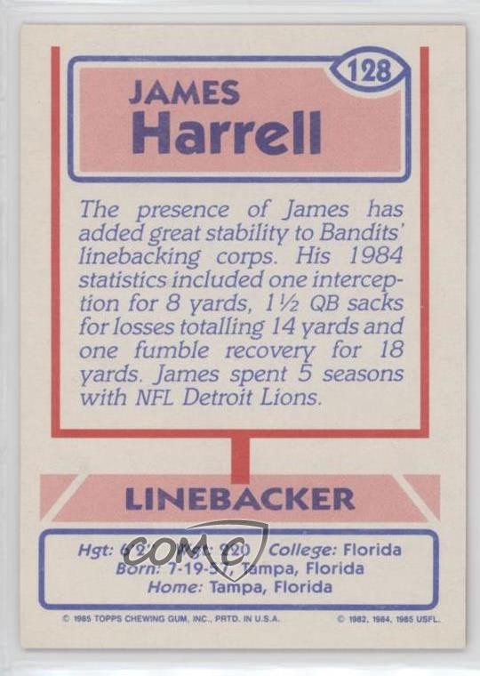1985 Topps USFL James Harrell #128 | eBay
