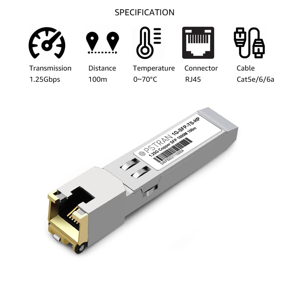 1000BASE-T SFP RJ45 Copper Transceiver Module Compatible with HPE Aruba ...