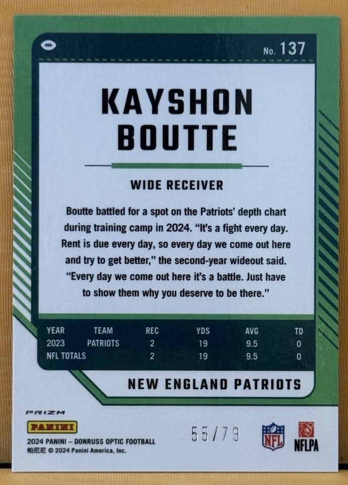 2024 Panini Donruss Optic Kayshon Boutte Orange Scope Prizm NE Patriots ...