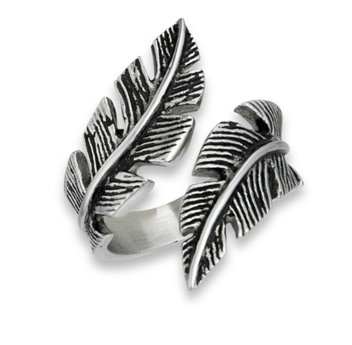 Stainless Steel Double Feather Ring | eBay