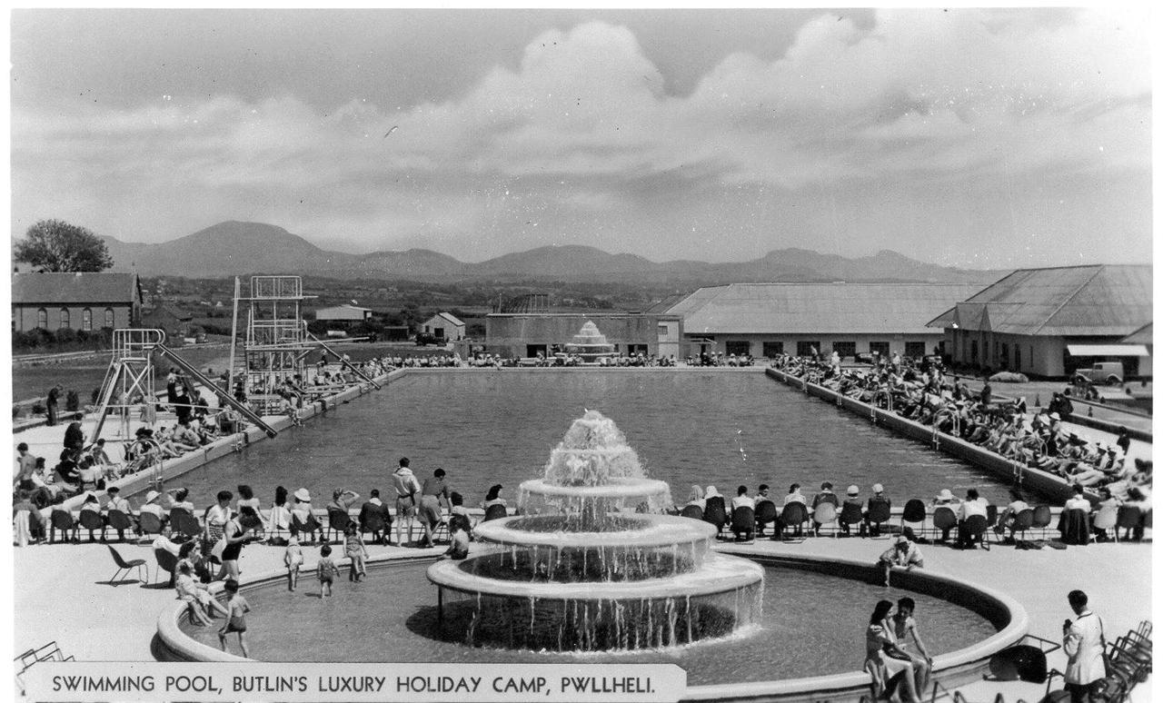 Swimming Pool Butlins Luxury Holiday Camp Pwllheli unused RP old pc ...