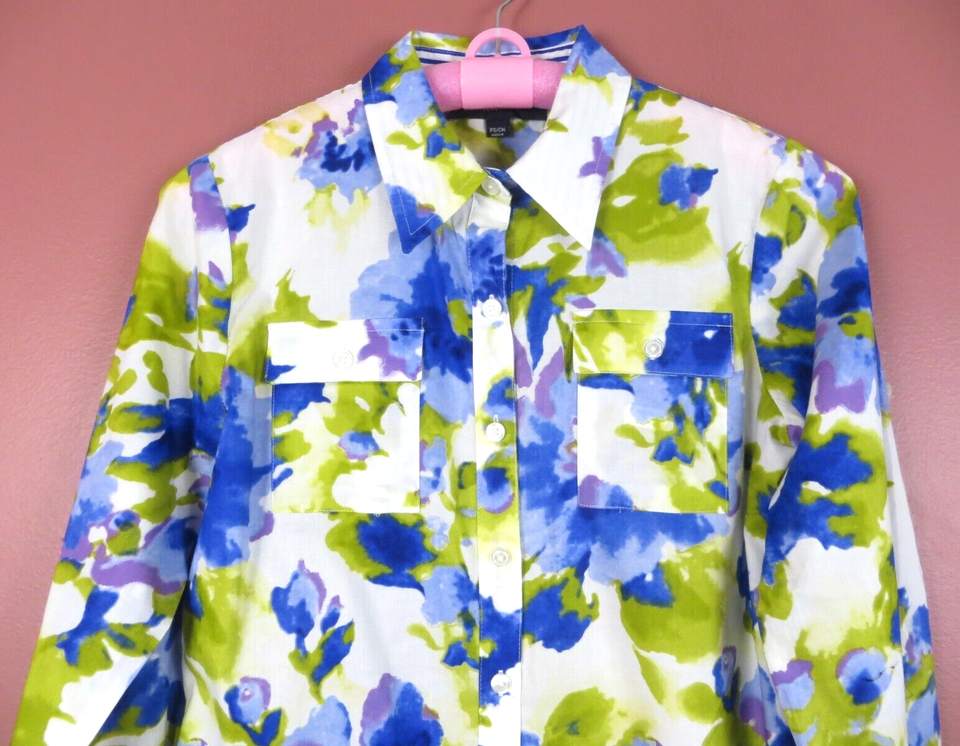 TB05855- JONES NEW YORK Womens 100% Cotton Shirt Long Sleeve Pocket ...