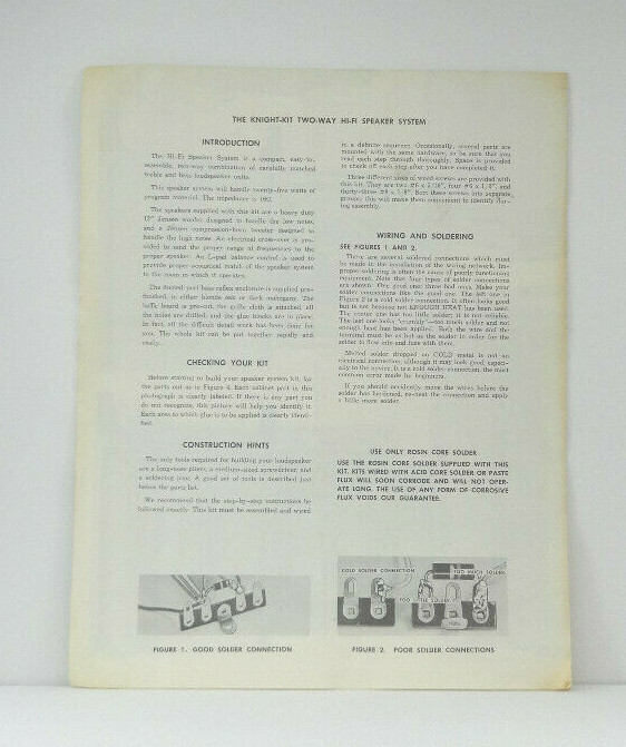 RARE ORIGINAL Allied Knight kit Speaker Assembly Instructions & Parts ...