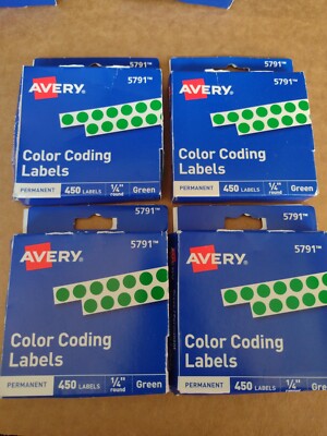 4 Avery® Permanent Self-Adhesive Round Color-Coding Labels, 1/4" di ...