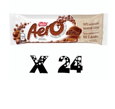 24 X NESTLÉ AERO Milk Chocolate Bar 42 grams Chocolate Full Size Box ...