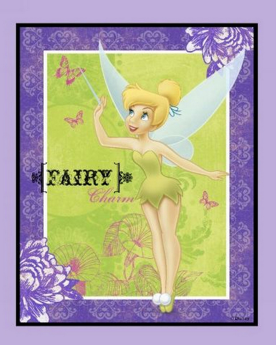 Tinkerbell Disney Panel Cotton Print Quilting Fabric -90cm x 110cm | eBay