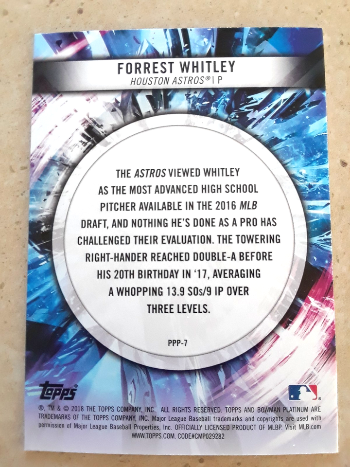 Forrest Whitley 2018 Bowman Platinum Prismatic Prodigies #PPP-7 Houston ...