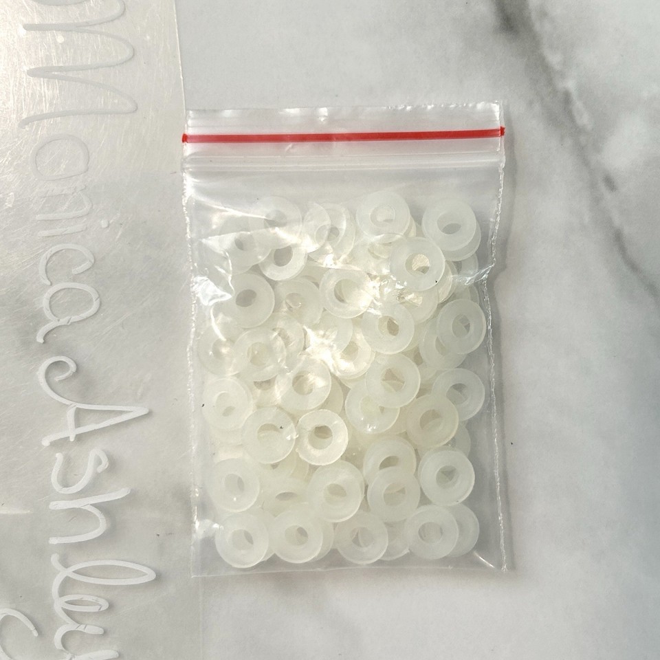 100 PCS M3 Nylon White Plastic Round Flat Spacers 1mm Length Washers ...