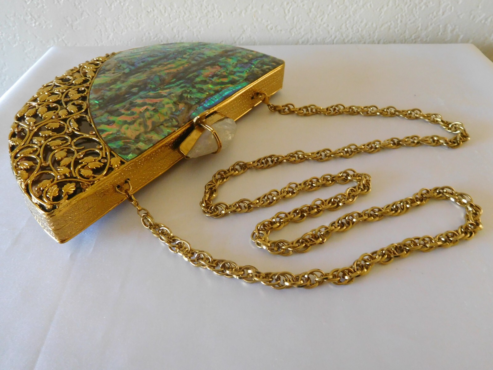 New Tiramisu Moon Shape ABALONE Shell Handcrafted Clutch, Shoulder Bag ...