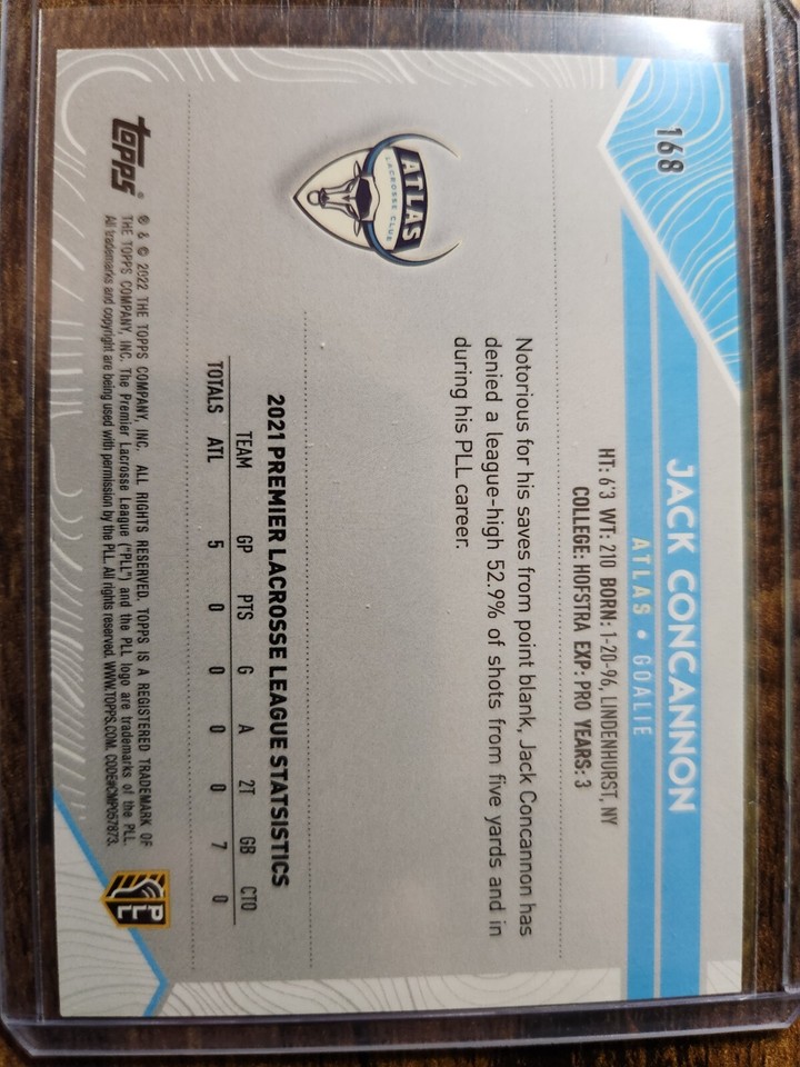 2022 Topps PLL Premier Lacrosse Jack Concannon #168 Atlas | eBay