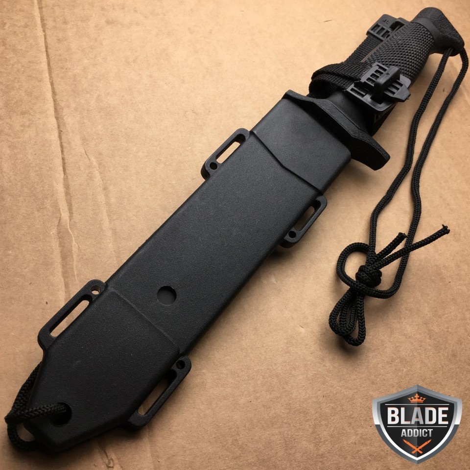 BLACK TACTICAL HUNTING FIXED BLADE MILITARY COMBAT SURVIVAL KNIFE ...