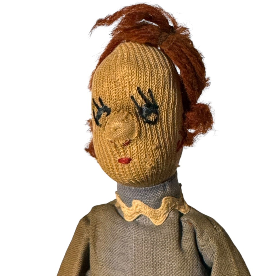 Primitive Cloth Fabric Wired Woman Doll Hand Painted Vintage | eBay
