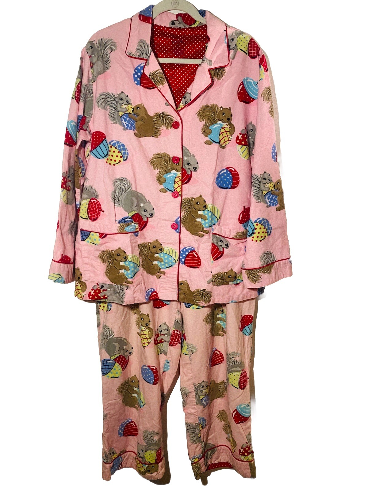 NICK & NORA Rare Pink Acorn Squirrel Soft Flannel Paj… - Gem