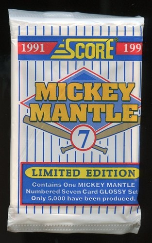 1991 Score MICKEY MANTLE Limited Edition Glossy Set Sealed Pack - 7 ...