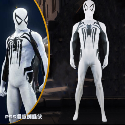 White Spider-Man Jumpsuit Spiderman Anti-Venom Suit Cosplay Costume ...