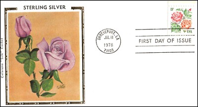 USA FDC - 1978 - 15c Rose Booklet Stamp, # 1737 Colorano "Sterling ...