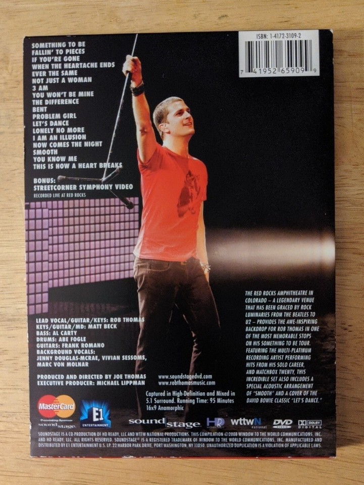 Soundstage - Rob Thomas: Live at Red Rock (DVD, 2009) 741952659099| eBay